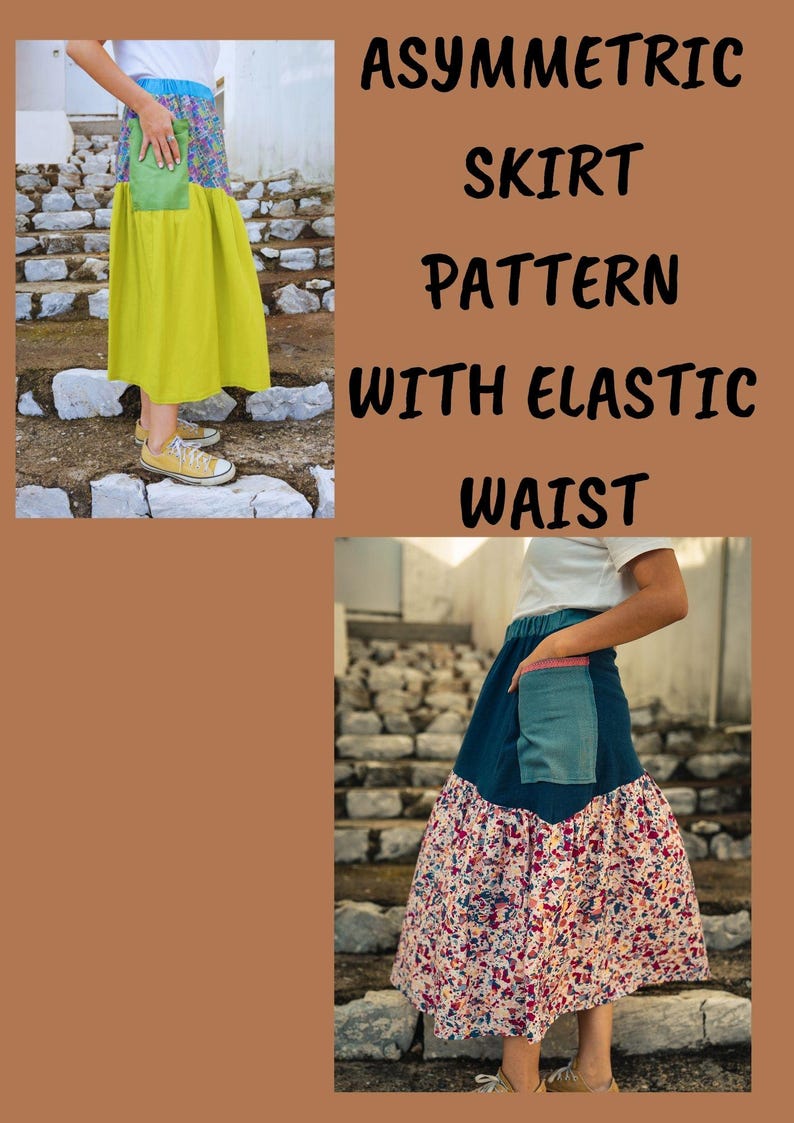 Women's Linen Skirt Sewing Pattern Pdf With Elastic Waistband ...