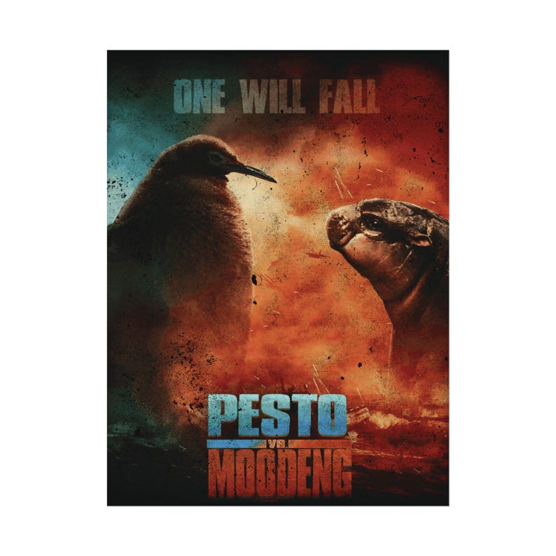 Pesto Vs Moo Deng Poster, Meme, Customizable, Funny Animal Art, Rolled ...