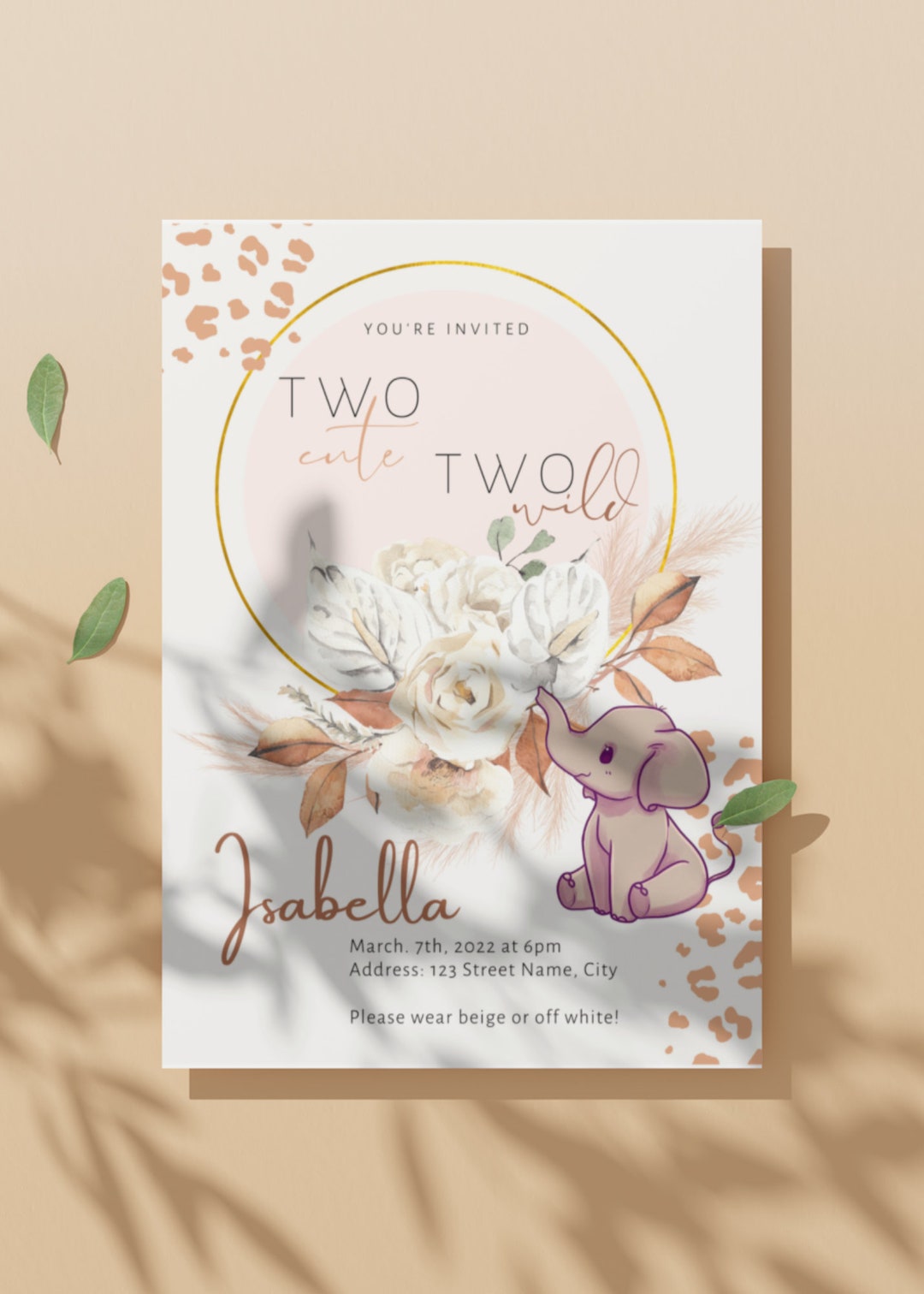 Two Cute Two Wild Birthday Invitation - Second Birthday Invite - Etsy