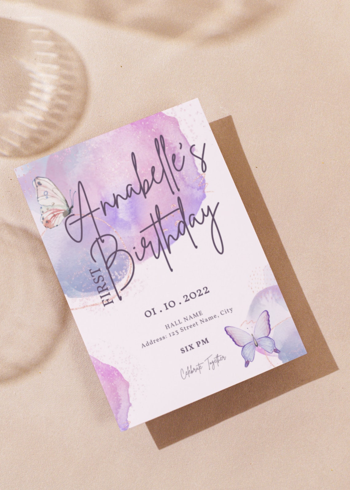 Purple Butterfly Birthday Invitation - Birthday Invite - Etsy