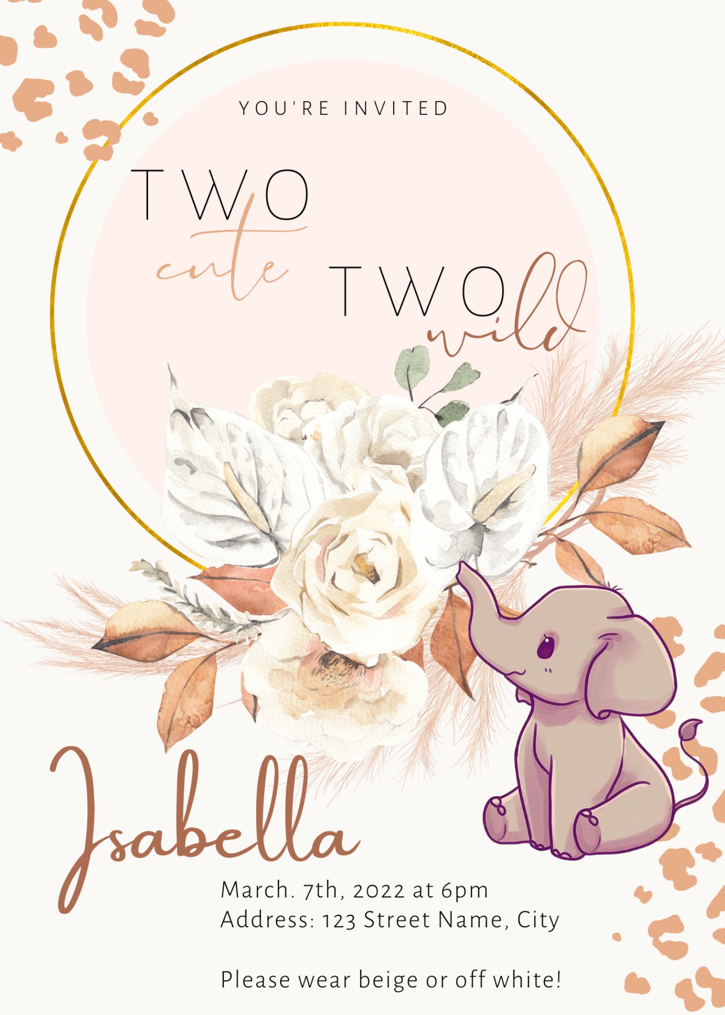 Two Cute Two Wild Birthday Invitation Second Birthday Invite - Etsy