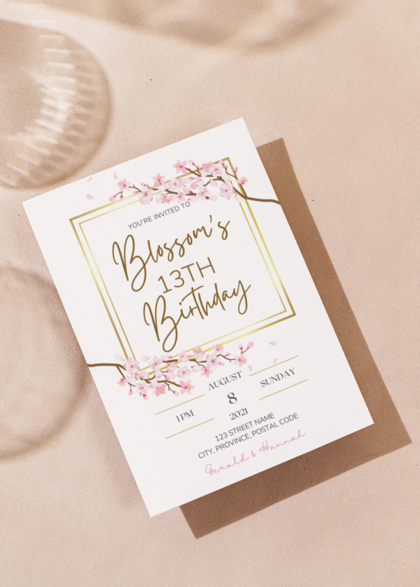 Cherry Blossom Birthday Invitation - Birthday Invite - Etsy