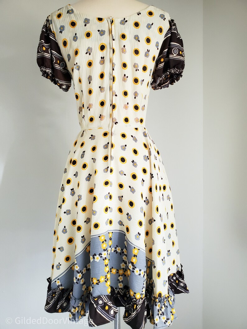 Vintage Square Dancing Dress Polka Dots Blue and Yellow by Western ...