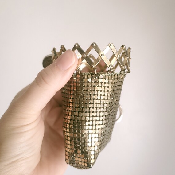 Vintage Metal Mesh Gold Tone Expandable Gate Top Begg… - Gem