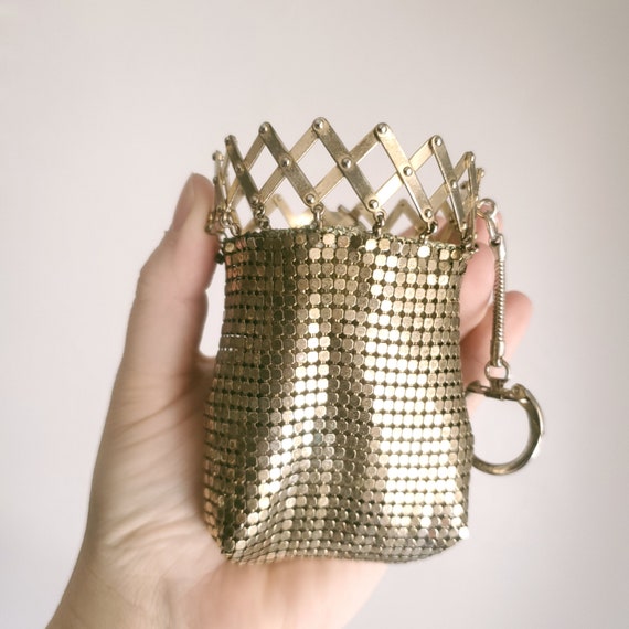 Vintage Metal Mesh Gold Tone Expandable Gate Top Begg… - Gem