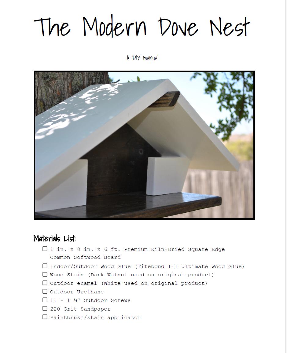 Modern Dove Nesting Box Plans, Modern Birdhouse DIY .pdf, Woodworker ...
