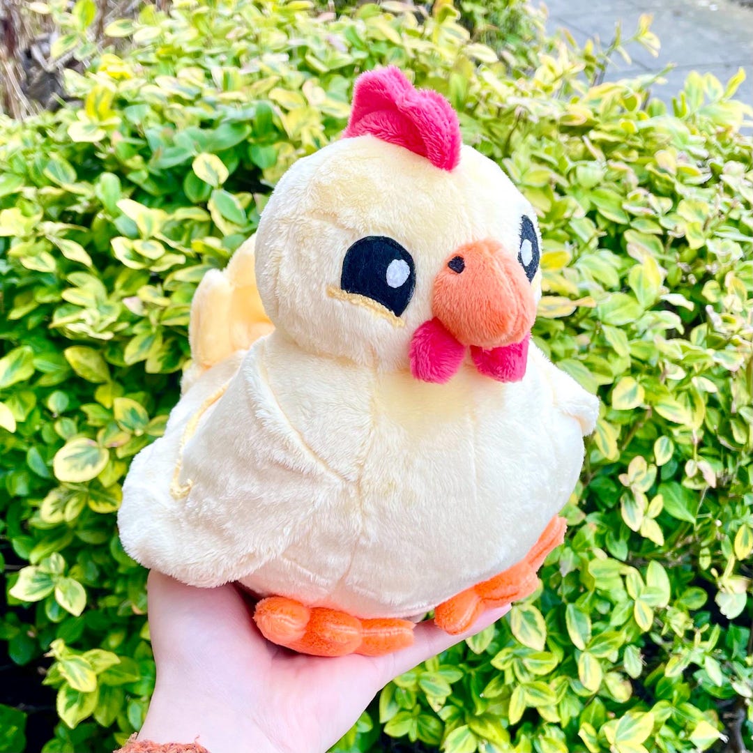 Hand Crafted Plushie - Light Yellow Chicken Plush With Orange Accents ...