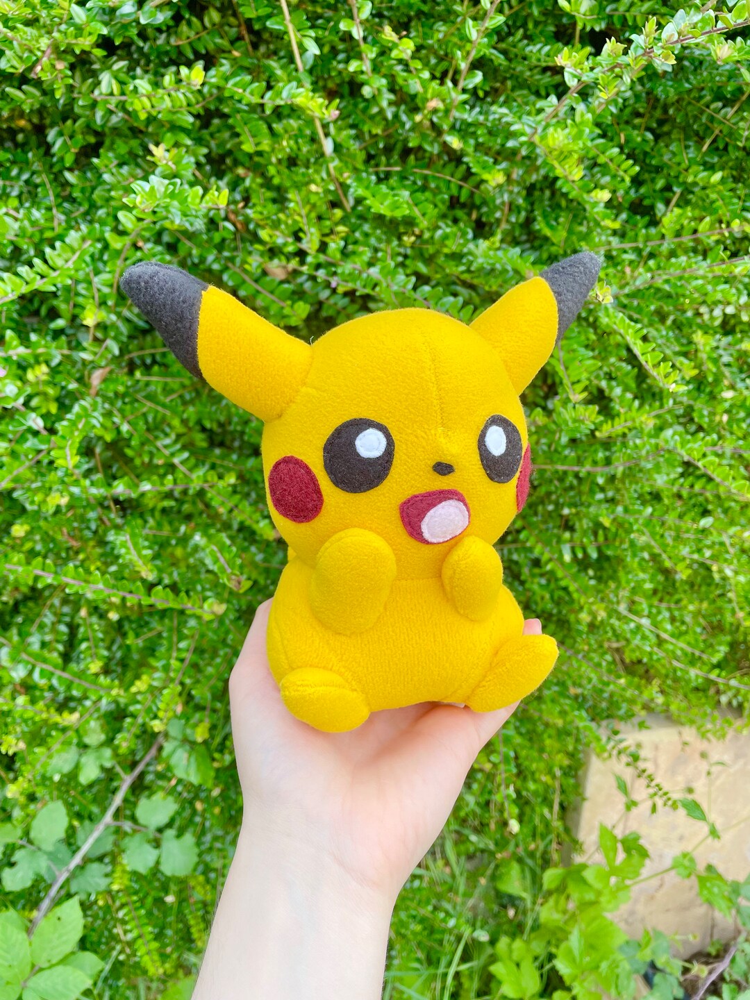 Bright Yellow, Black and Brown Pokémon Inspired Shocked Pikachu Plush ...