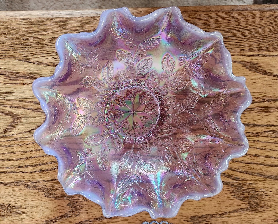 Rarest Fenton Lilac Purple Carnival Glass Ruffled Bowl Circa 1970-1979 ...