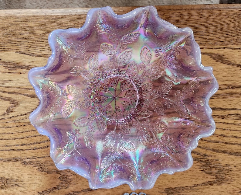 Rarest Fenton Lilac Purple Carnival Glass Ruffled Bowl Circa 1990s - Etsy