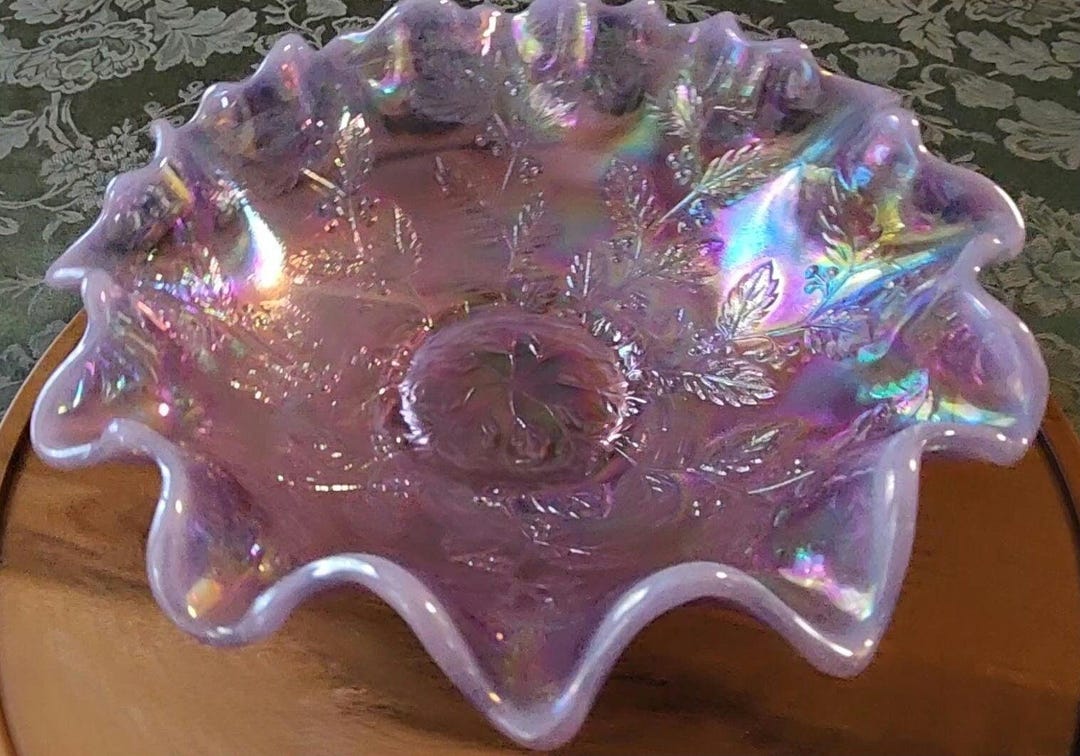 Rarest Fenton Lilac Purple Carnival Glass Ruffled Bowl Circa 1990s - Etsy