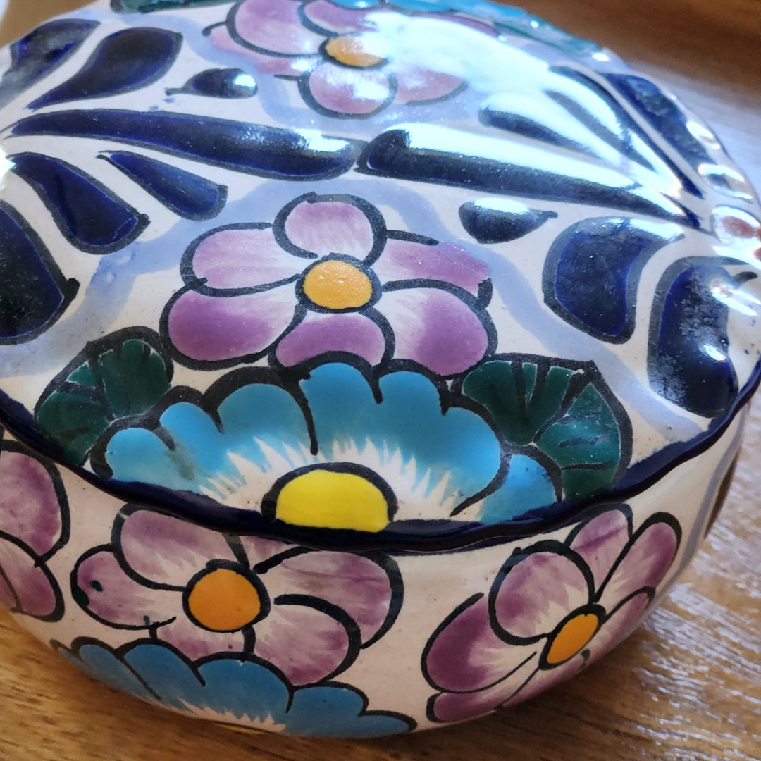 Terracotta Treasure Box, Artisan Painted Trinket Box, Hecho in Mexico ...