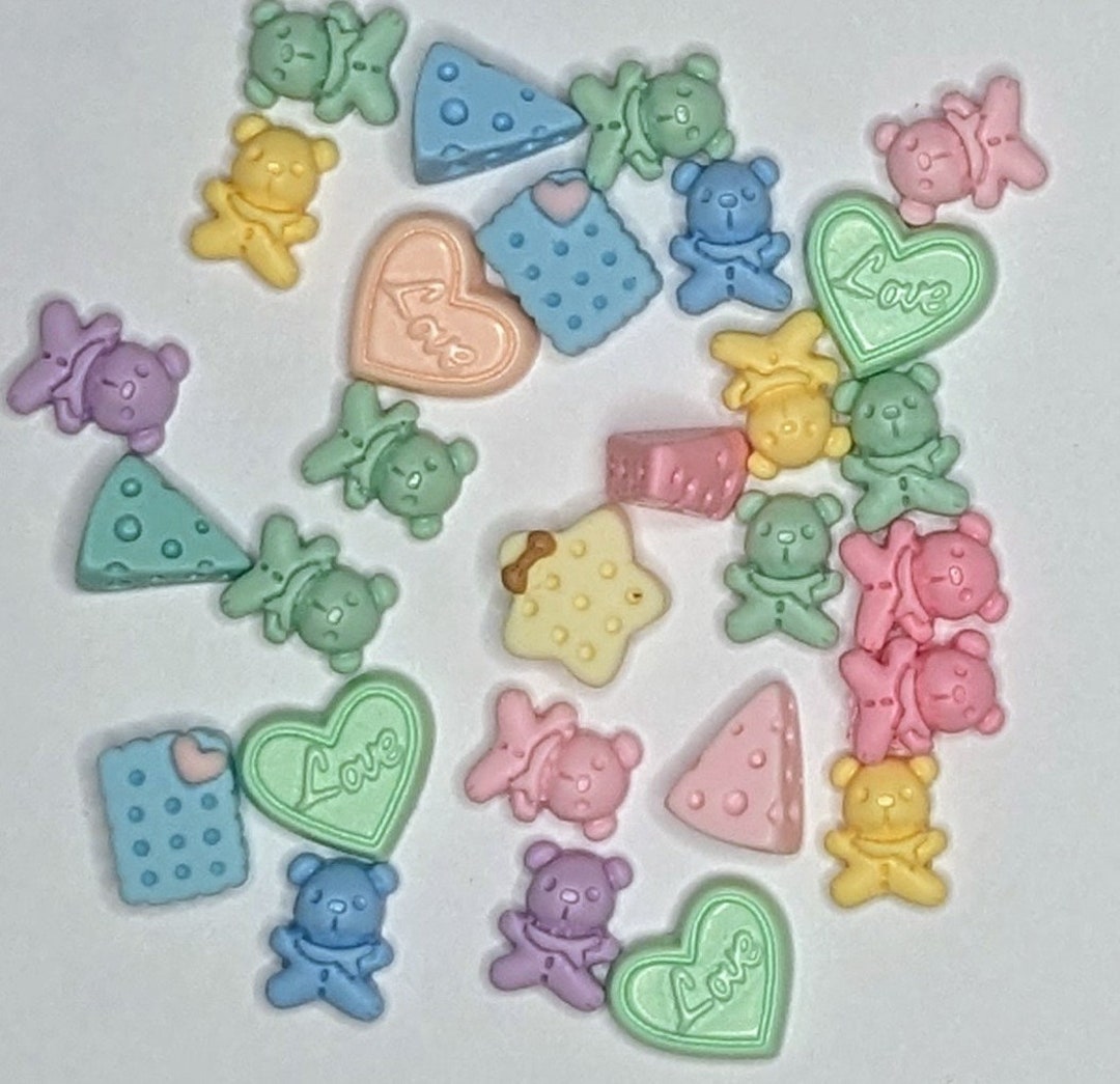 20 Small Resin Flashbacks, Teddy Bear, Cheese Flatback, Kawaii ...