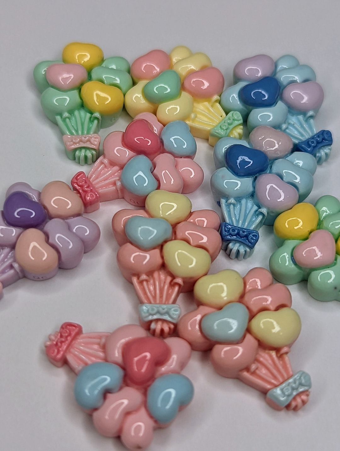 10pcs Heart Balloon Resin Flatback Cabochon Charms – DIY Decoden, Phone ...