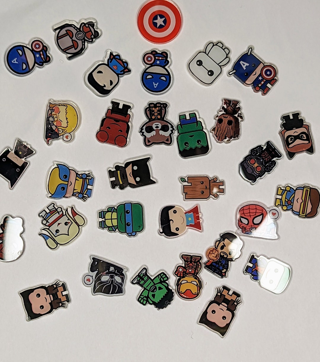 20 Acrylic Marvel Super Hero Charms, DIY, Kawaii, Cabochon Charms ...