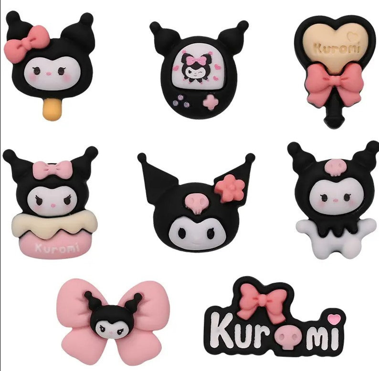 10pcs Kuromi Flatback Resin Cabochon Charms – DIY Decoden, Phone Case ...