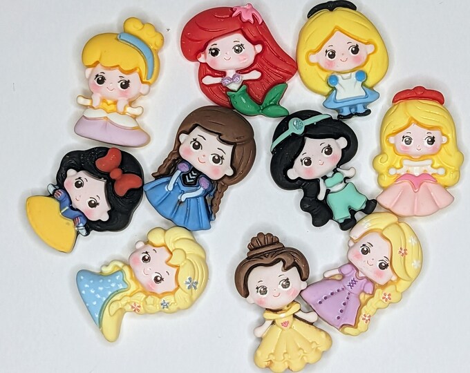 10pcs - Disney Princess Resin Flatback Cabochon Charm, DIY Charms ...