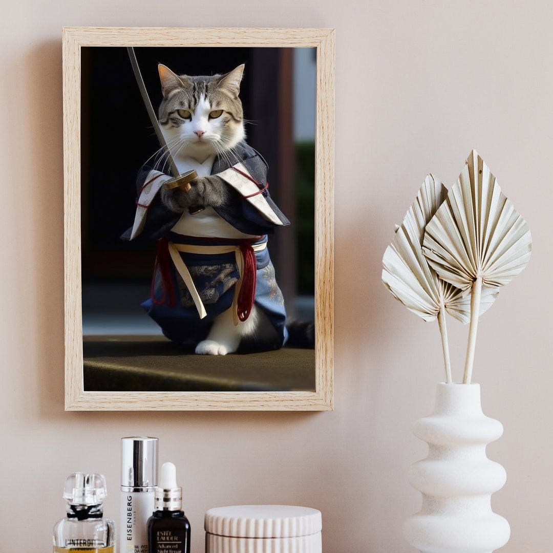 Warrior Cats Poster Japanese Samurai Cat Digital Prints - Etsy
