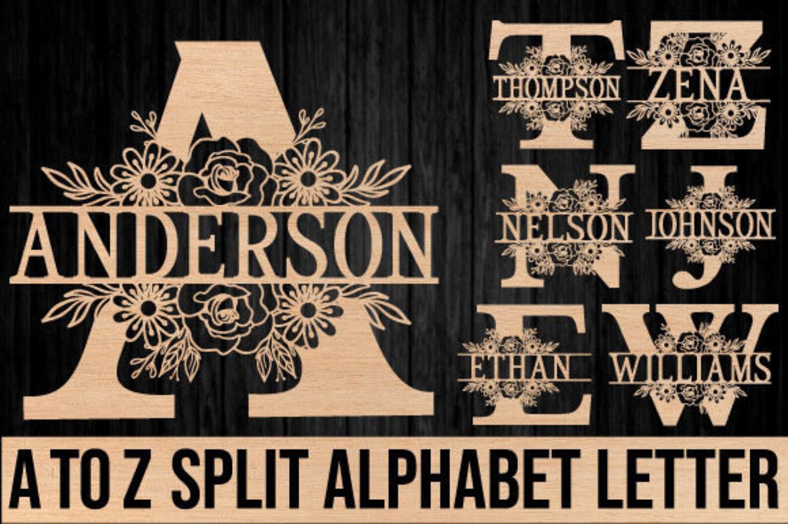 SVG Alphabet Monogram Letter Lase Cut - Etsy