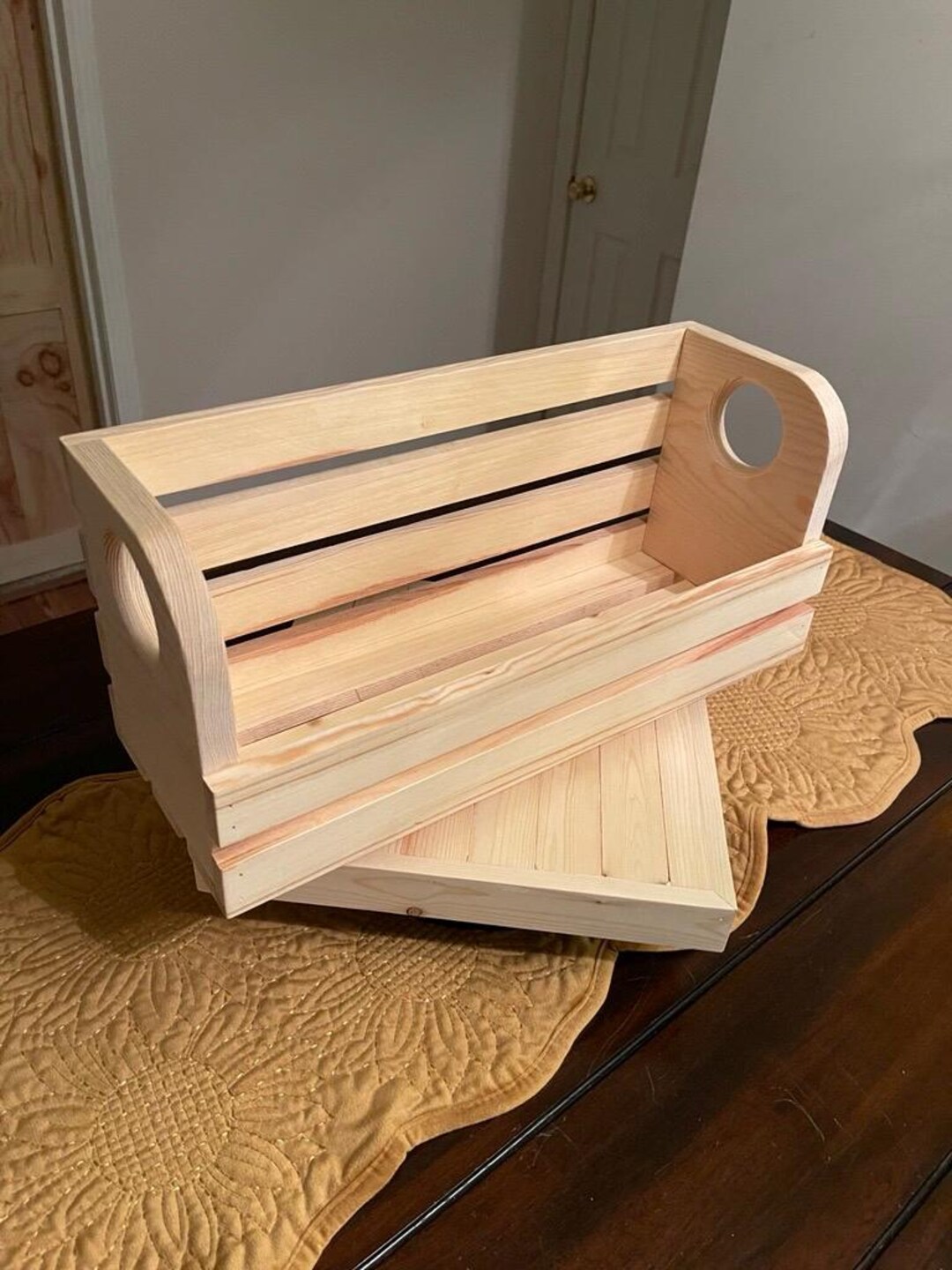 LONG WOOD BOX - 17 1/2" Long Wooden Crate for Plants, Window Box, Back ...