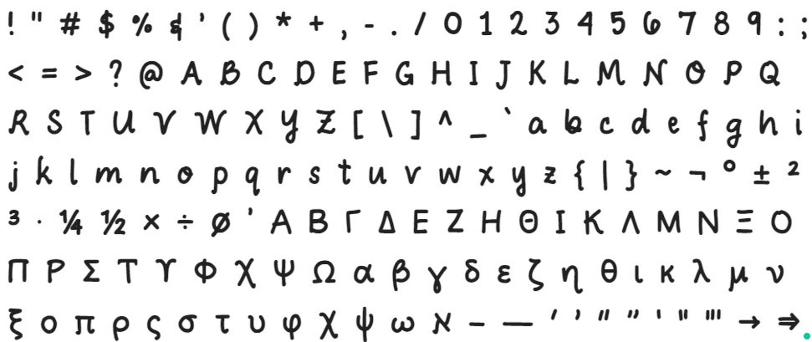 Handwritten MATH Symbols and Greek Letters Font - Etsy