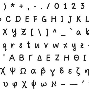 Handwritten MATH Symbols and Greek Letters Font - Etsy