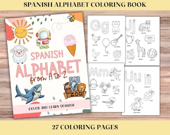 Printable Spanish Alphabet Coloring Book A to Z Instant Download PDF - Etsy