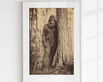 Sasquatch With Cowboy, Vintage Photography, Digital Art, Dark Academia ...