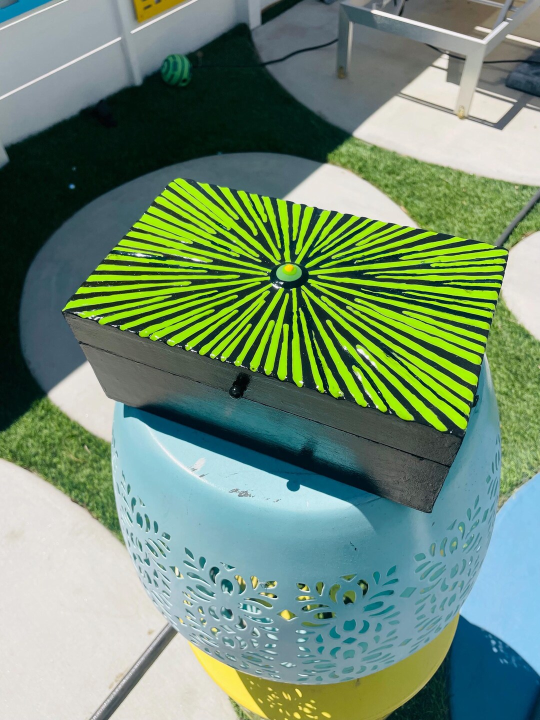 Decorative Box W/ Lime Starburst - Etsy