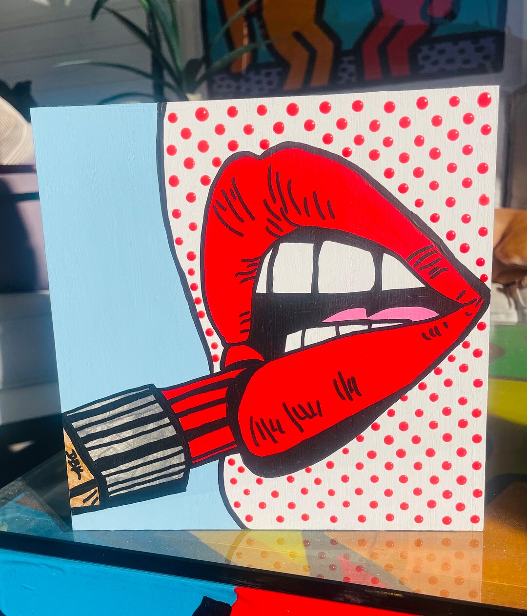 8 X 8 X 1 Red Lipstick Sculpture Inspired by Roy Lichtenstein - Etsy