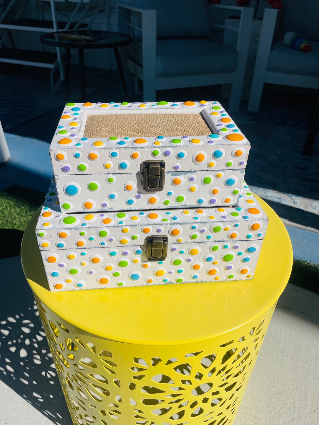 Decorative Boxes W/drops and Burlap Set of 2 - Etsy