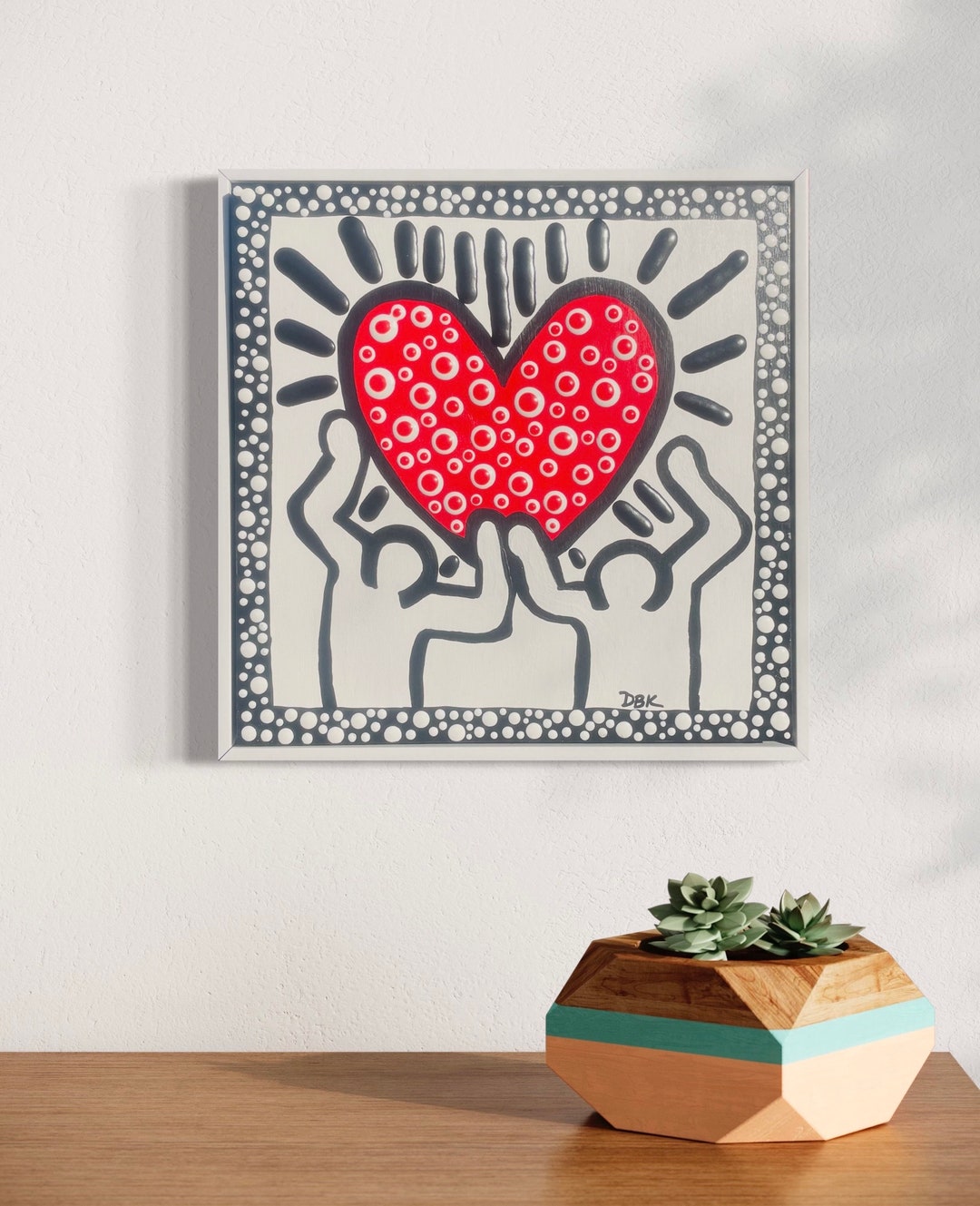 Love Heart - Red 12in X 12in Wooden Board (inspired by Keith Haring) - Etsy