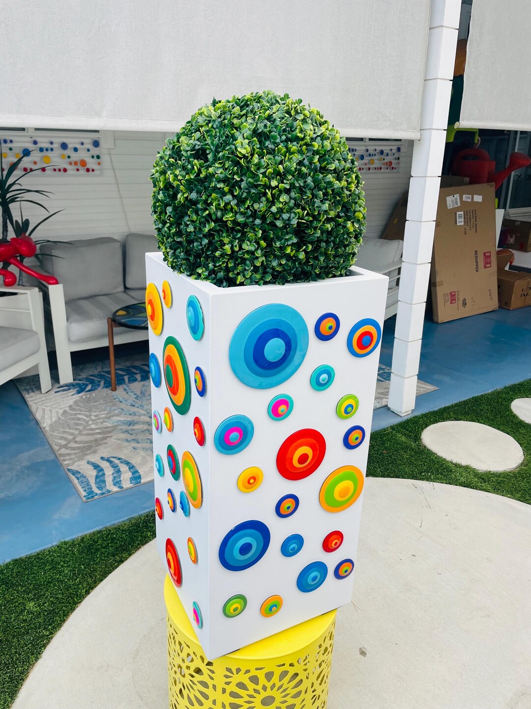 Metal Planter W/drops 30in X 14in X 14in. (16in Topairy) Mid Century ...