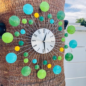 Wall Clock-mid Century Modern- Green Hues 17in X 2in X 17in Metal W ...