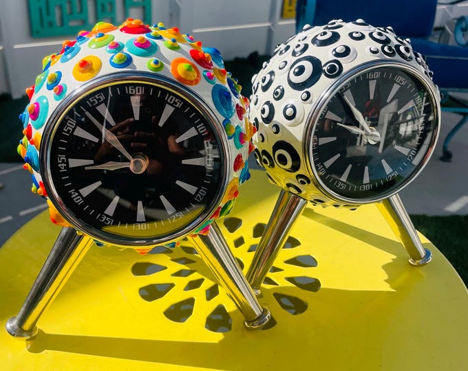 Metal White Orb Table Top Clock Mid Century Modern - Etsy