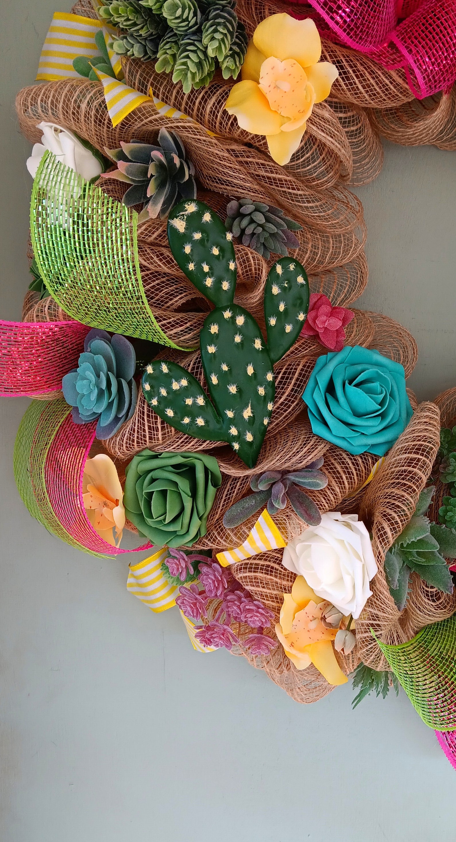 Summer Cactus-succulent Door Wreath. Wreath Hanger Included - Etsy