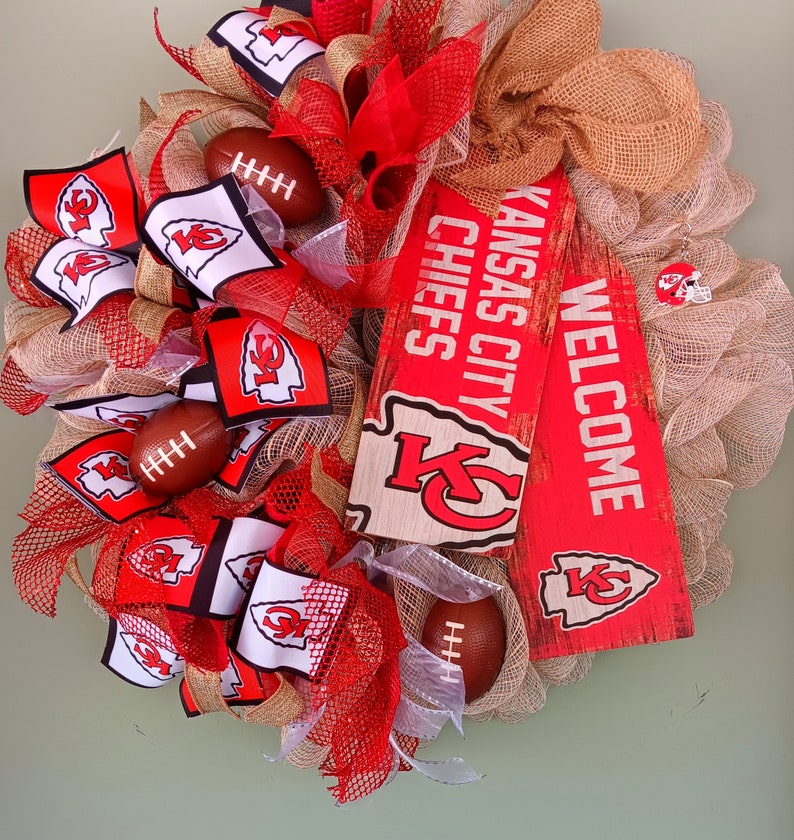 Kansas City Chiefs Football Wreath, With Official NFL Products. Fairy ...