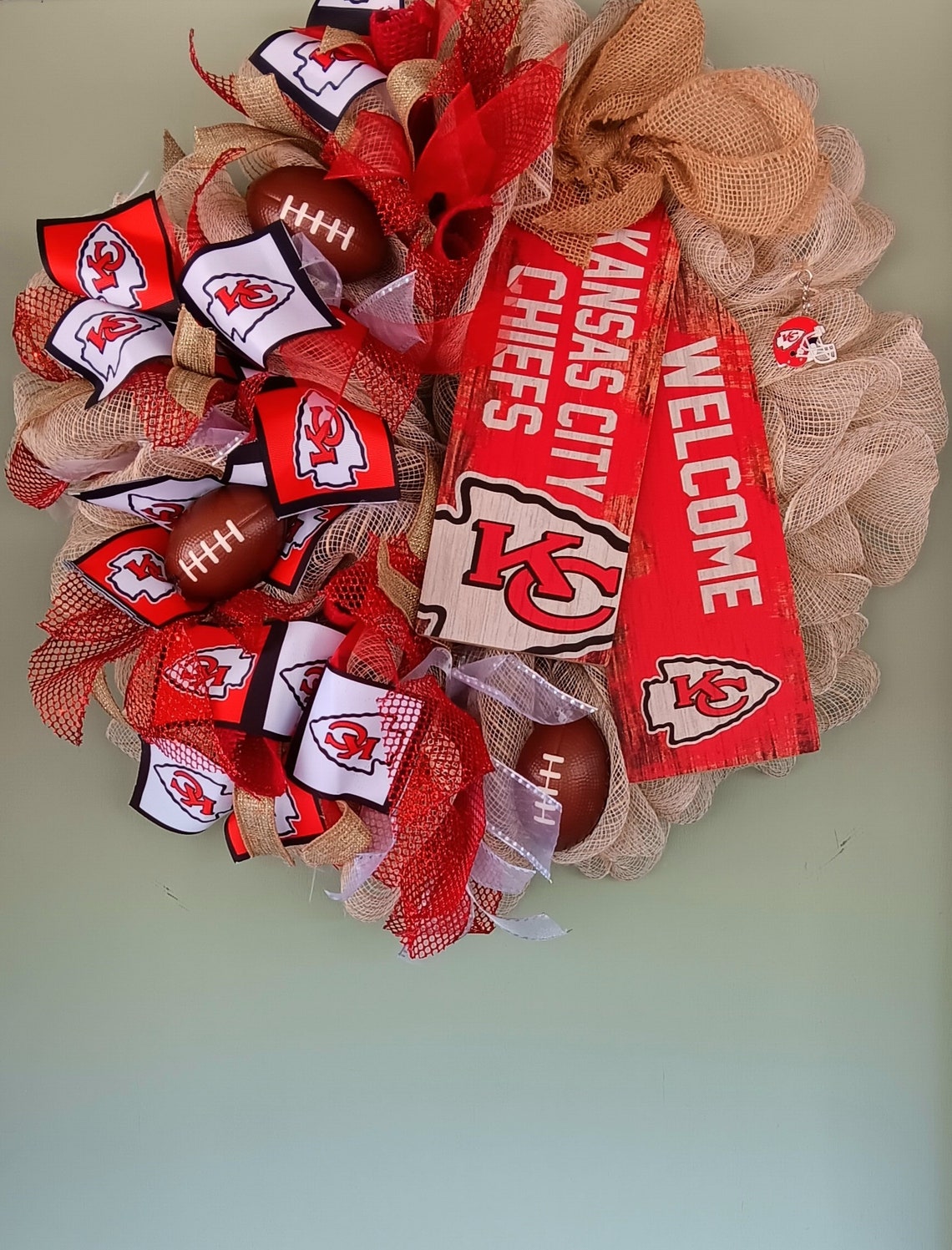 Kansas City Chiefs Football Wreath, With Official NFL Products. Fairy ...