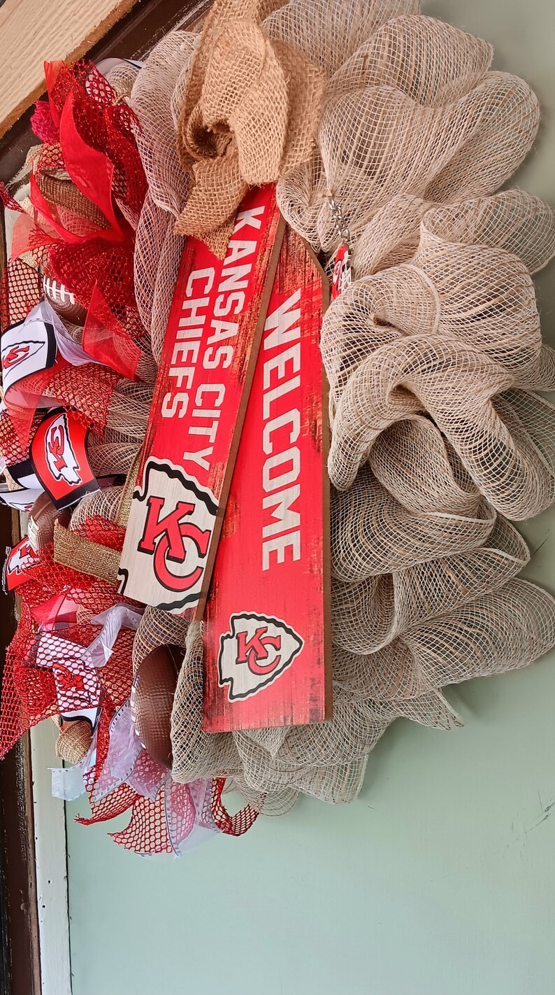 Kansas City Chiefs Football Wreath, With Official NFL Products. Fairy ...