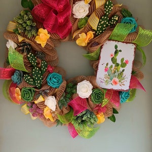 Summer Cactus-succulent Door Wreath. Wreath Hanger Included - Etsy