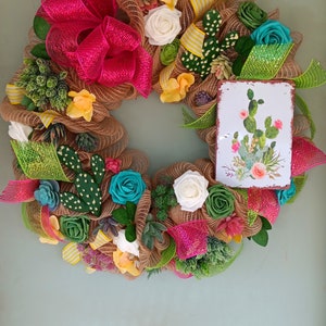 Summer Cactus-succulent Door Wreath. Wreath Hanger Included - Etsy