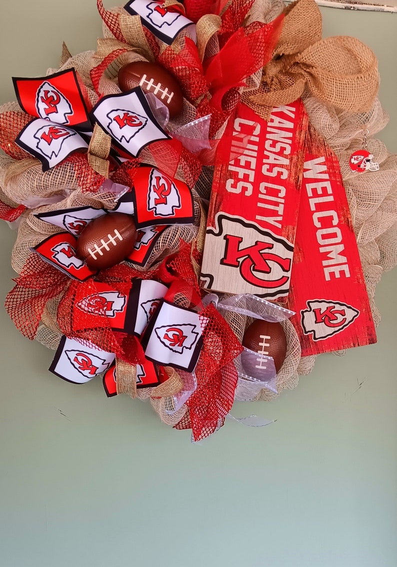 Kansas City Chiefs Football Wreath, With Official NFL Products. Fairy ...