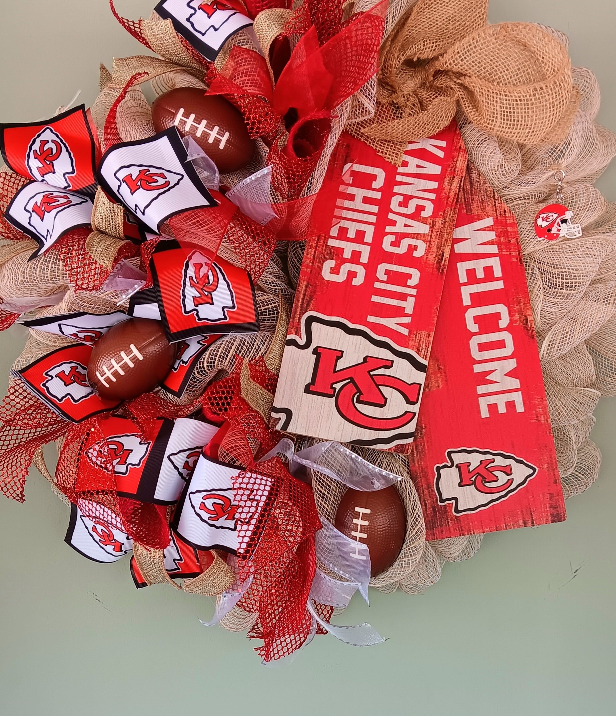 Kansas City Chiefs Football Wreath, With Official NFL Products. Fairy ...