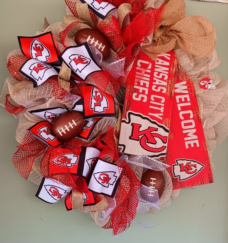 Kansas City Chiefs Football Wreath, With Official NFL Products. Fairy ...