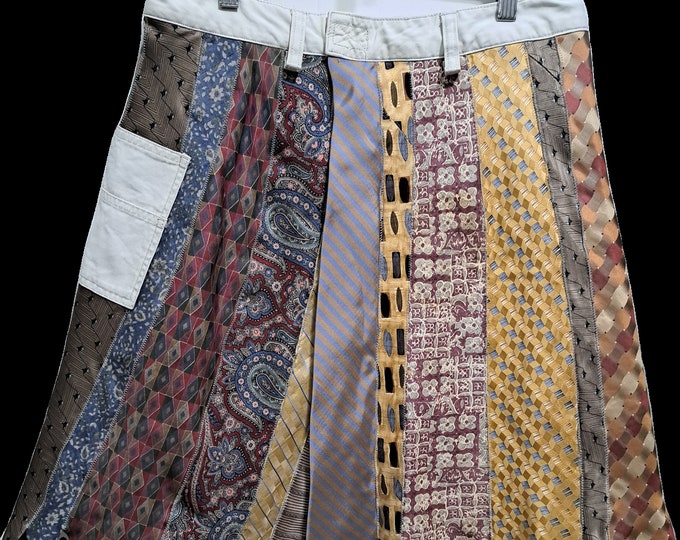 Recycled Necktie Long Skirt, Upcycled Neck Tie Skirt, Adjustable Waist ...