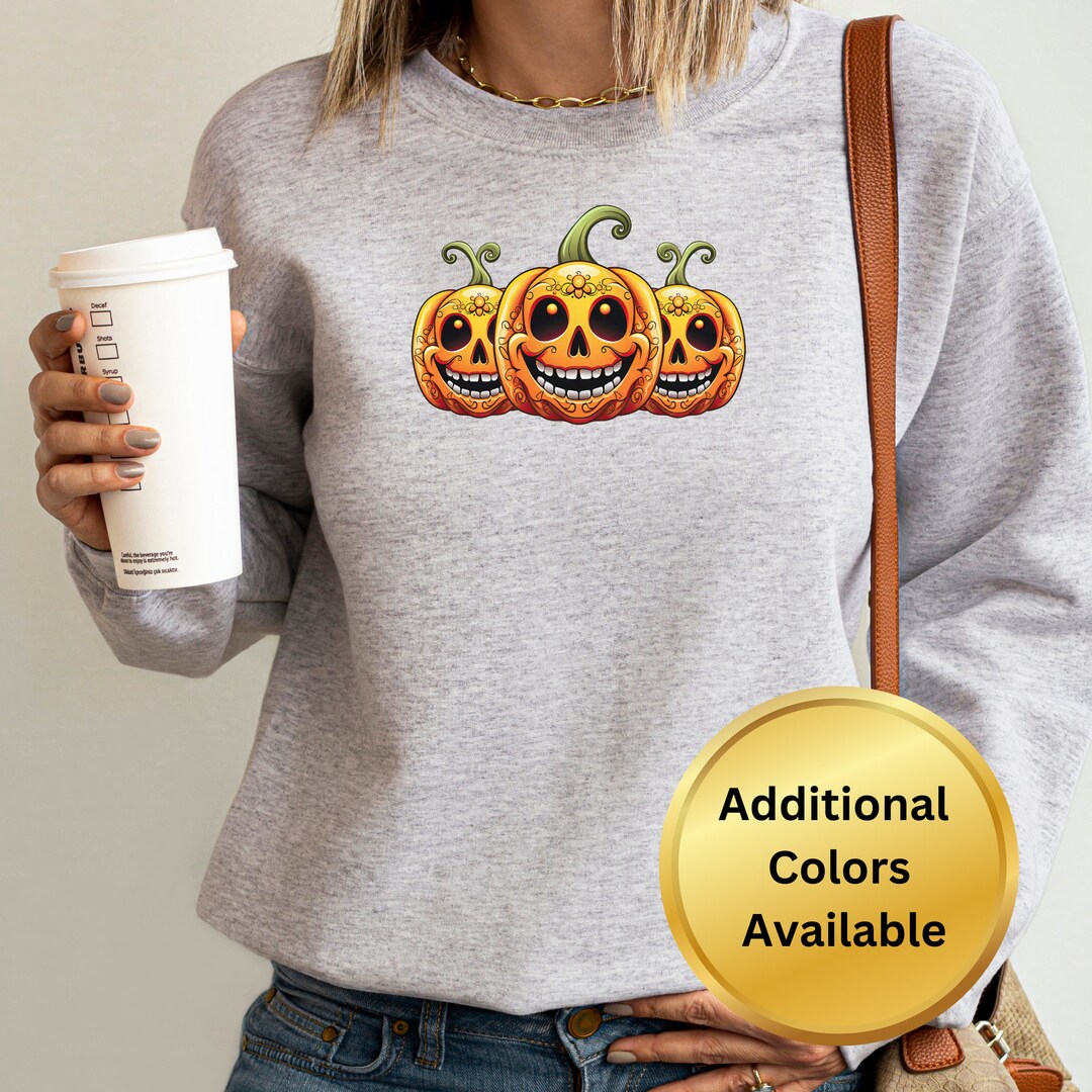 Halloween Three Smiling Pumpkins Sweatshirtmom Gift Kid - Etsy