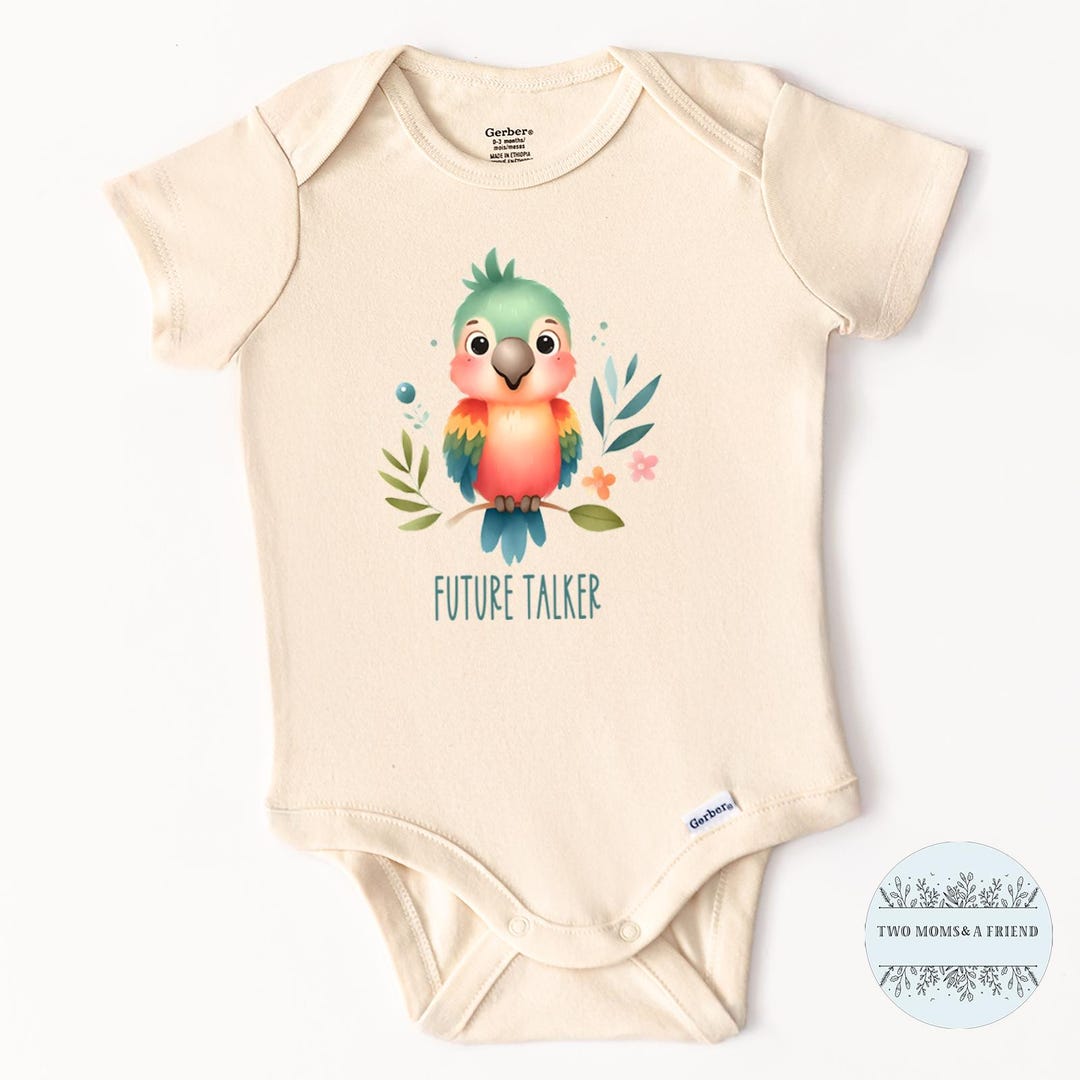 Parrot Future Talker Baby Onesie® Bodysuit, Natural Cotton, Baby Shower ...