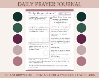 Daily Prayer Journal Printable PDF Template Instant Digital Download ...