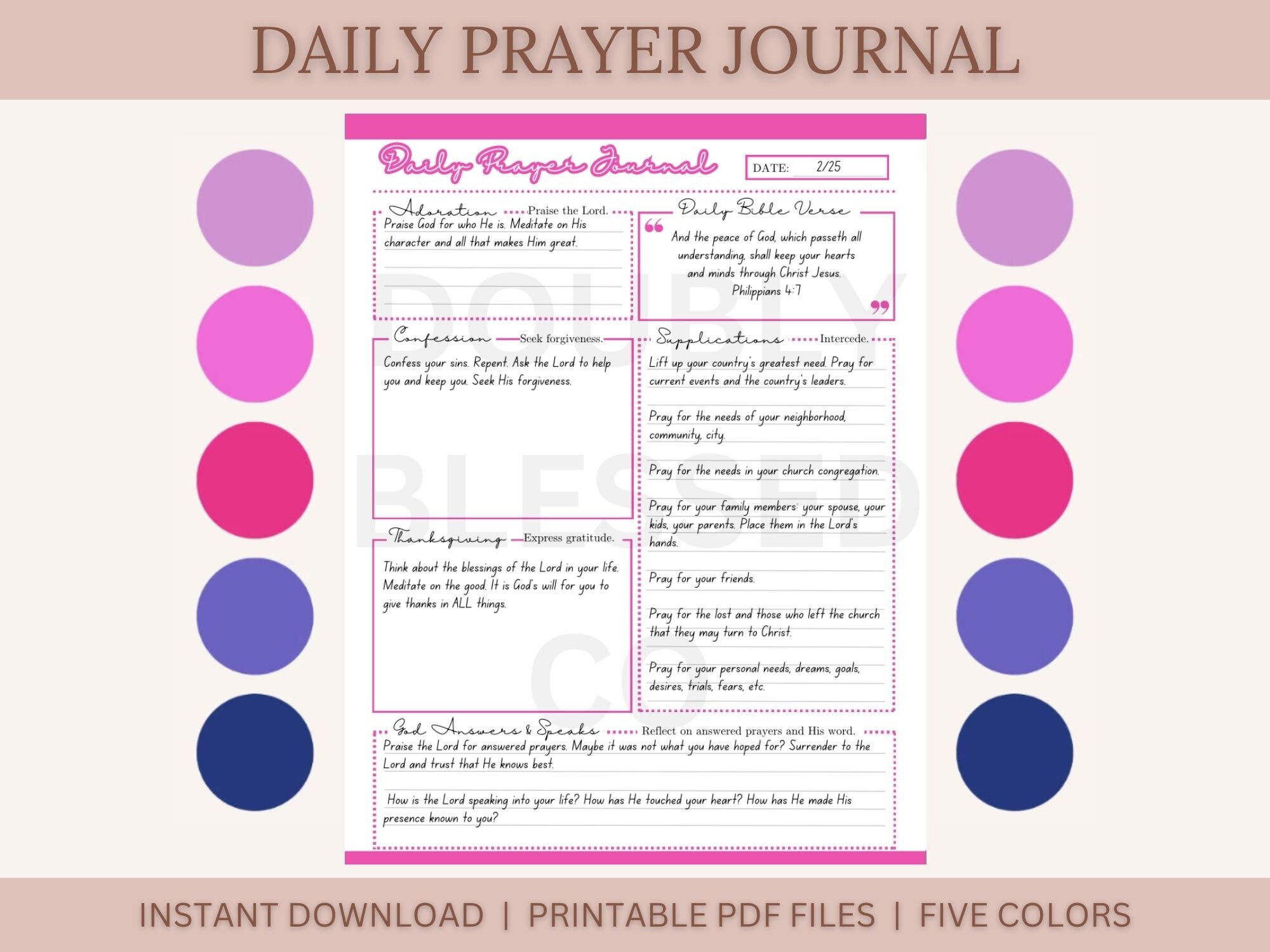 Daily Prayer Journal Printable PDF Template Instant Digital Download ...