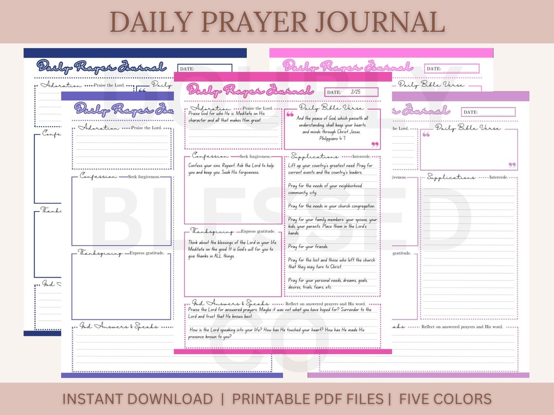 Daily Prayer Journal Printable PDF Template Instant Digital Download ...